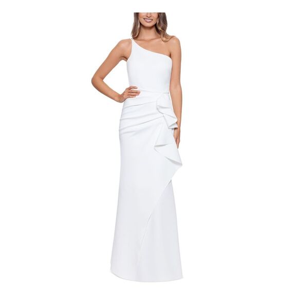 Xscape | Dresses | Nwt Xscape Womens Ivory Cascade Ruffle Sleeveless ...